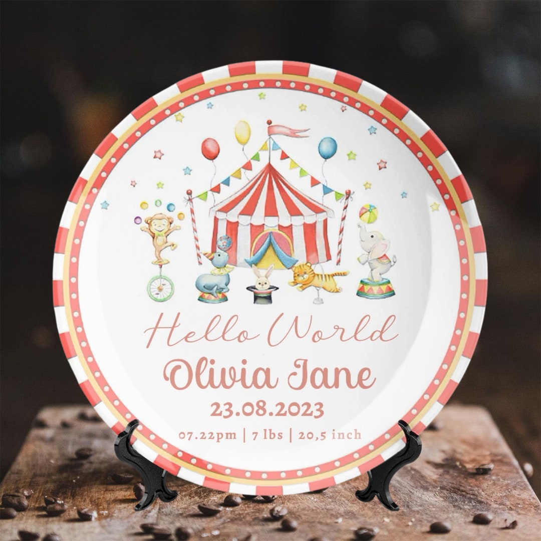 Circus Carnival Birth Announcement Sign Custom Name Plate Keepsake Baby ...