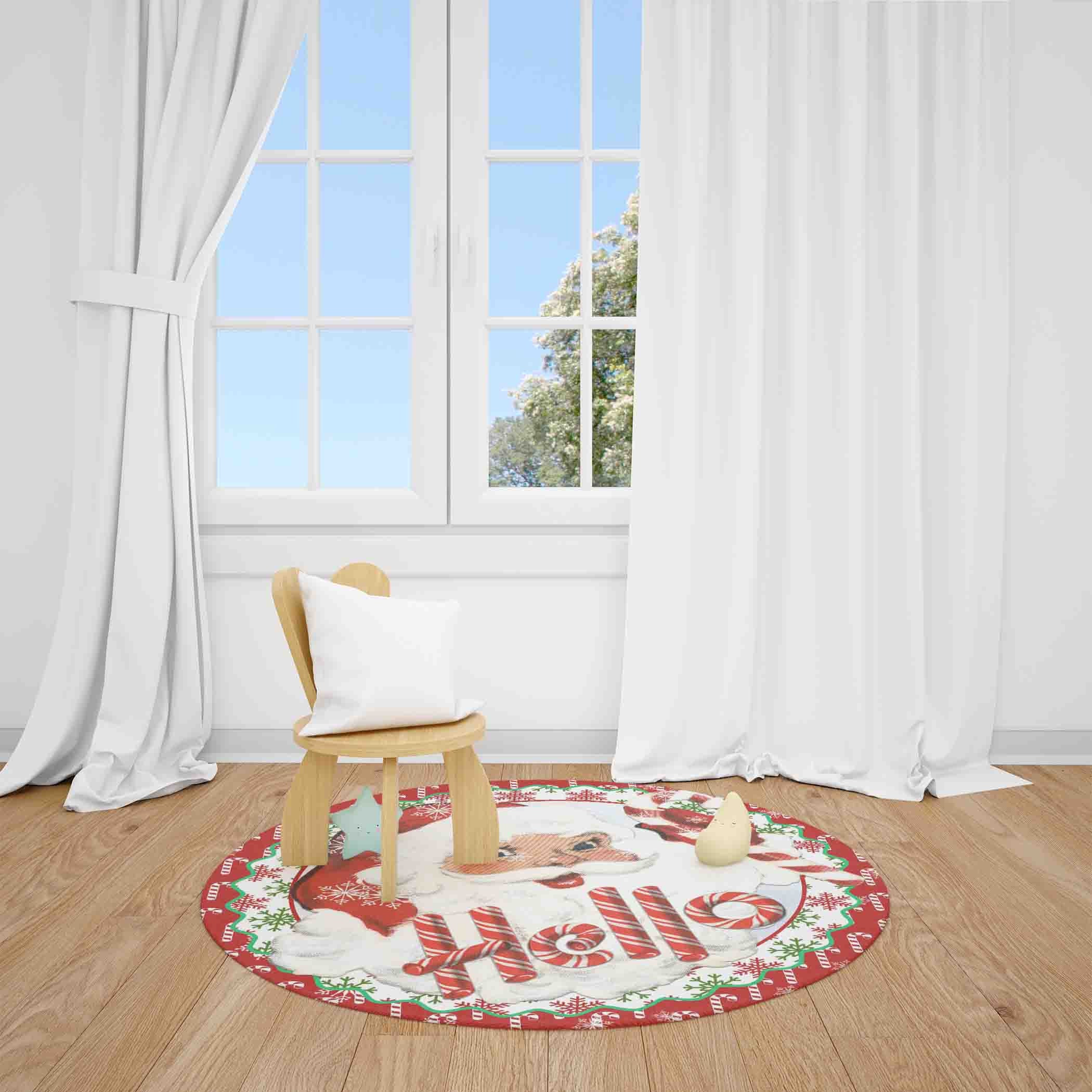 Hello Santa Carpet Rug, Merry Christmas Candy Mat, Winter Xmas Home ...