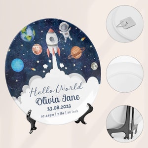 Birth Announcement Sign Baby Stats Customized Plate Astronaut Custom ...