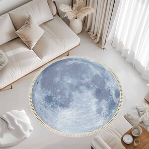 Full Moon Rug 3D Blue Moon Carpet Moon Phase Mat Universe Space Home ...
