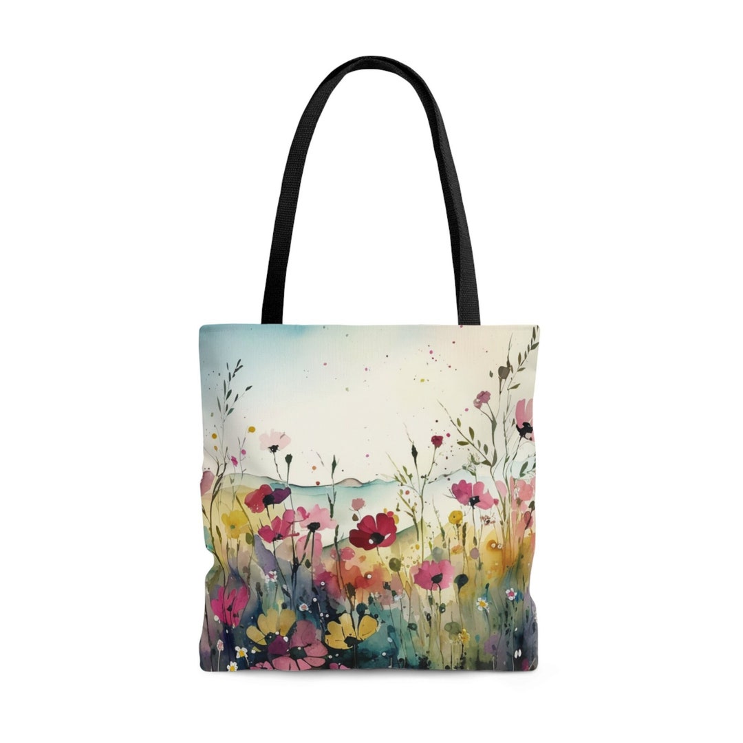 Wildflowers Meadow Tote Bag, Spring Flowers Bag, Floral Garden Picnic ...