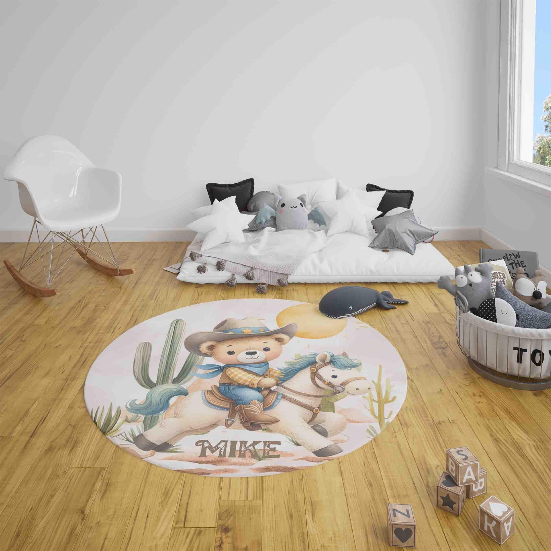 Cowboy Rug Western Nursery Carpet Horse Rug Baby Room Playmat Custom ...