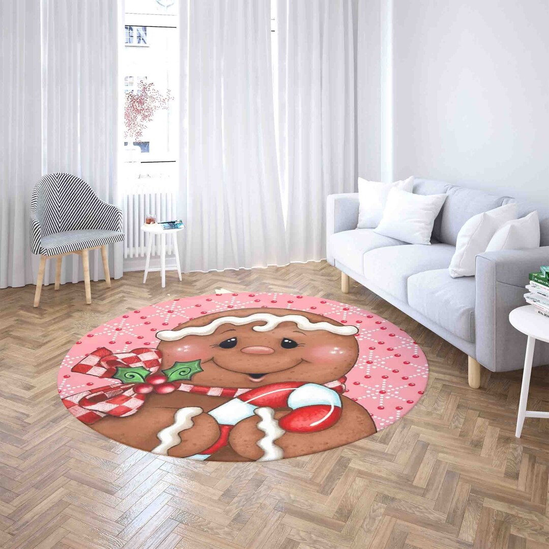 Winter Gingerbread Man Carpet Rug, Christmas Snow Mat, Xmas Home Decor ...