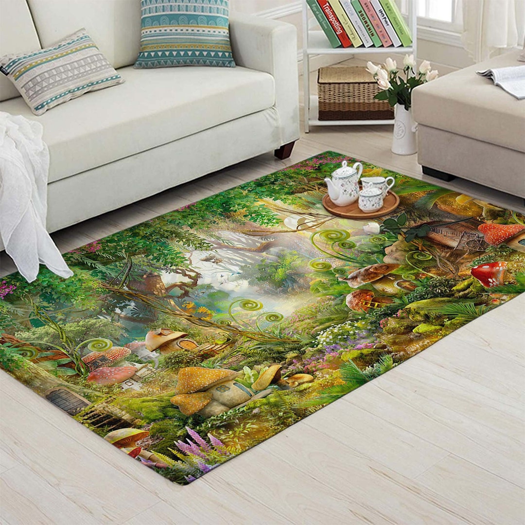 Enchanted Forest Rug, Fantasy Mushroom Carpet, Magical Forest Home ...