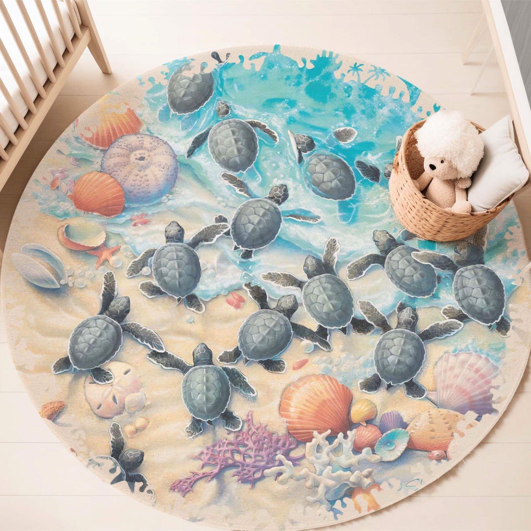 Sea Turtle Rug Sea Animals Carpet Ocean Lover Home Decor Nursery Kids ...