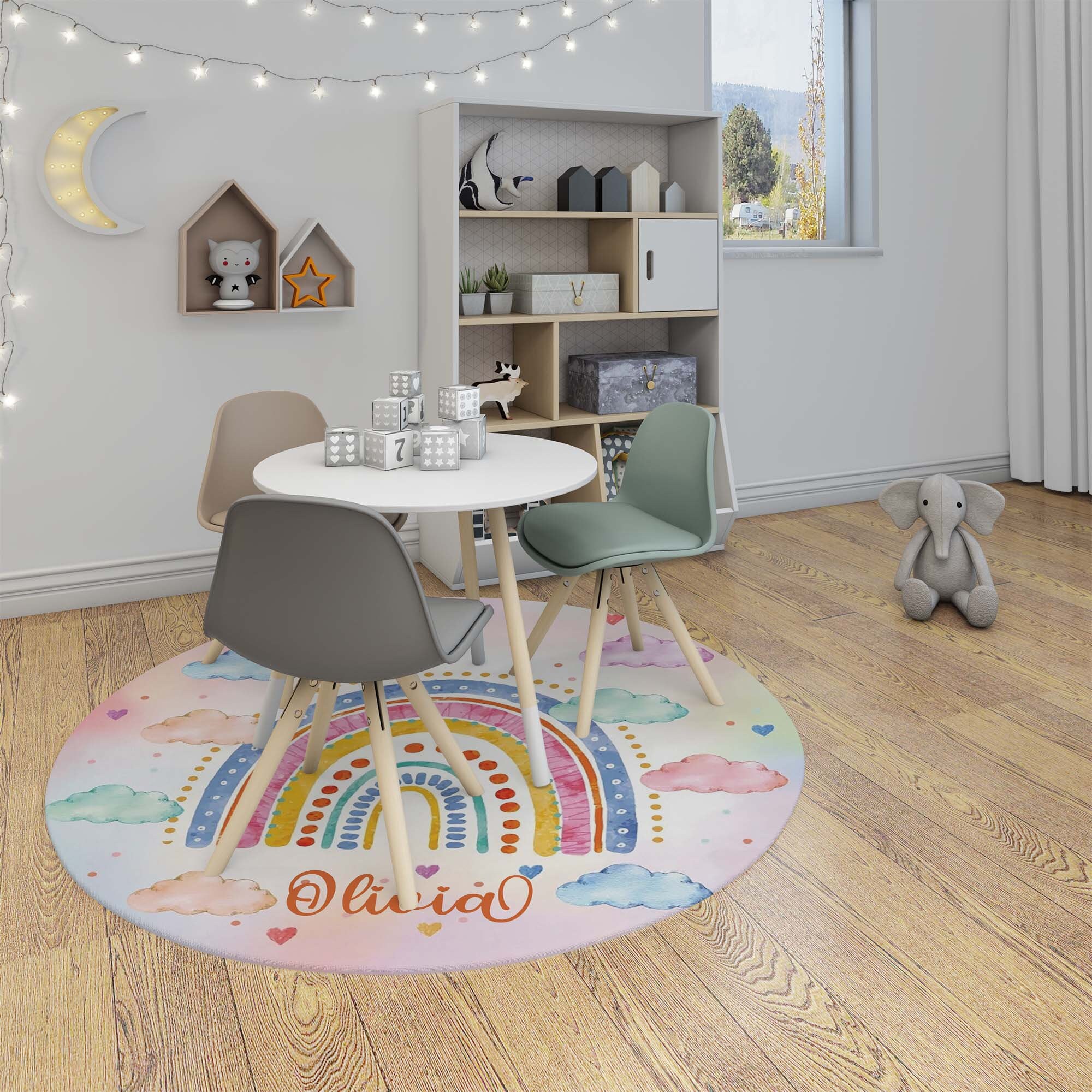 Boho Rainbow Nursery Rug Personalized Kids Room Carpet First - Etsy