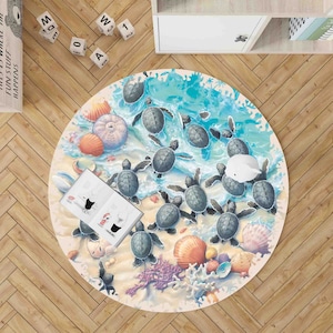 Sea Turtle Rug Sea Animals Carpet Ocean Lover Home Decor Nursery Kids ...