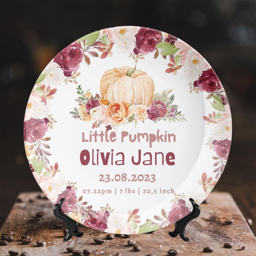 Little Pumpkin Custom Name Plate Keepsake Birth Announcement Sign Baby ...
