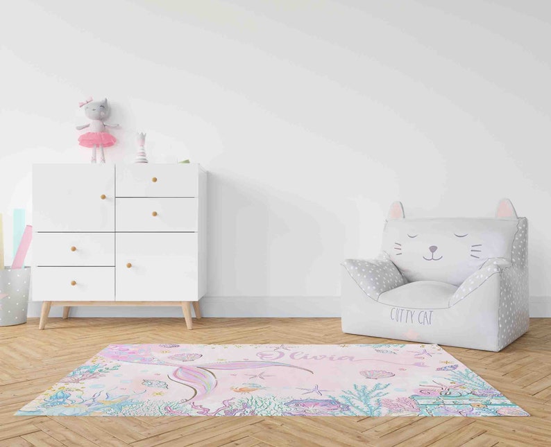 Little Mermaid Nursery Rug Baby Girl Room Decor Underwater - Etsy