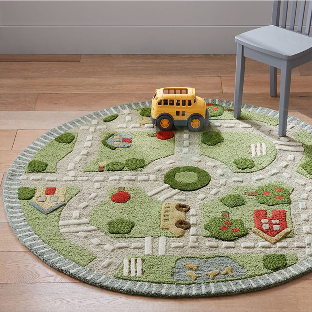 3D Kids Road Map Round Rug City Map Nursery Carpet Home Decor - Etsy