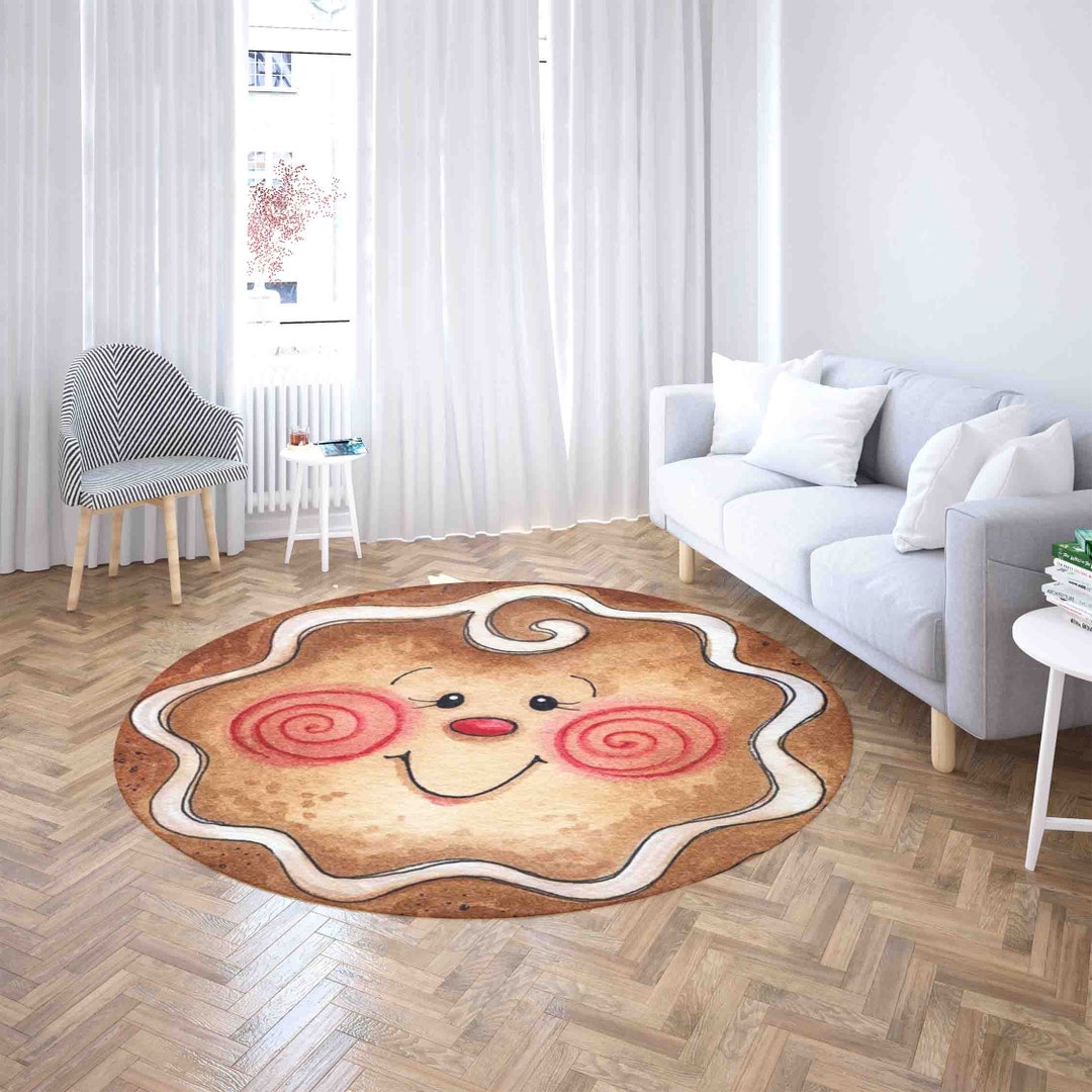 Gingerbread Man Face Carpet Rug, Winter Holidays Gift, Merry Christmas ...