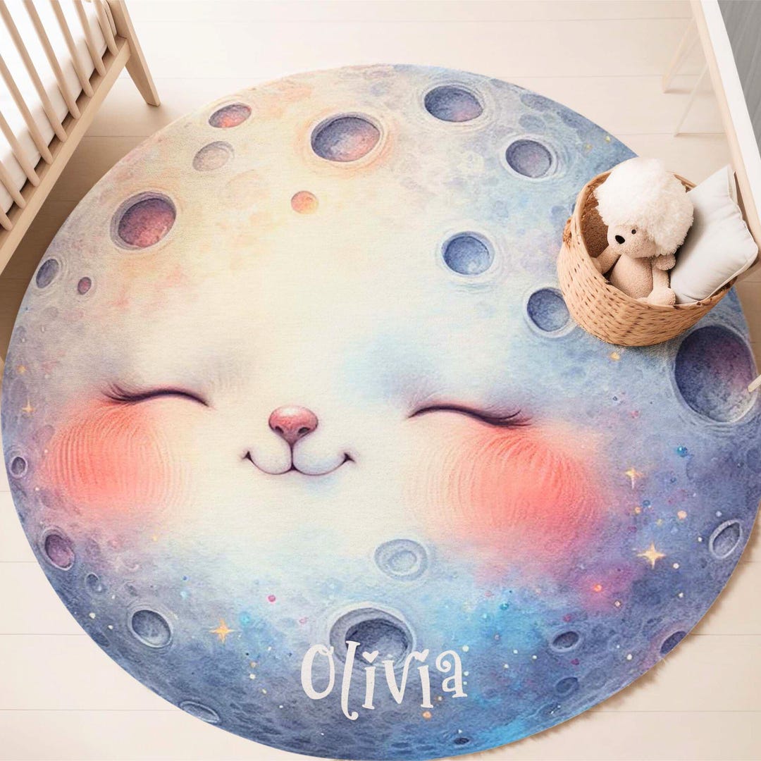 Moon Nursery Rug 3D Moon Carpet Moon Phase Mat Universe Space Baby Room ...