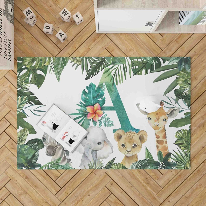 Custom Alphabet Nursery Rug Tropical Jungle Carpet Baby - Etsy
