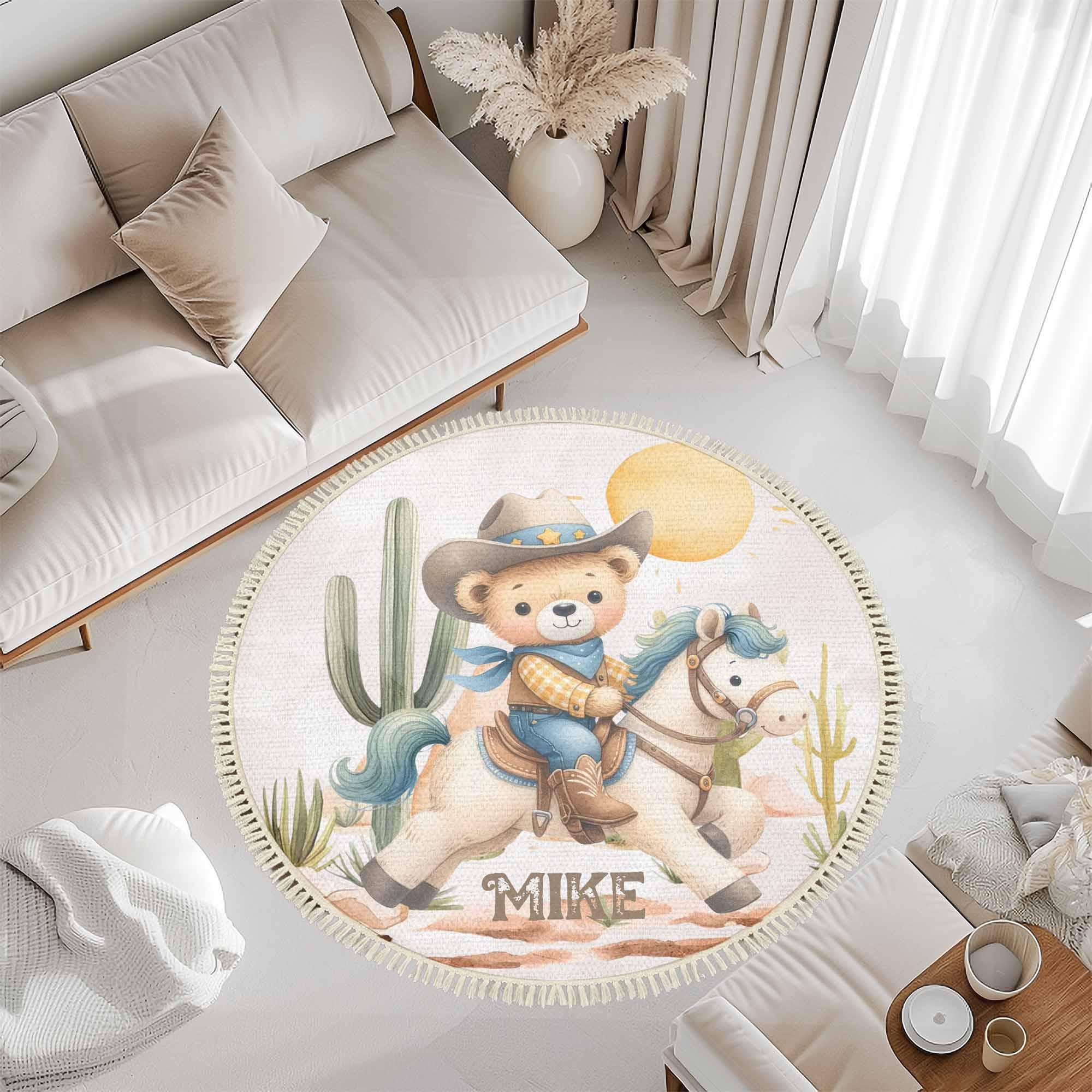 Cowboy Rug Western Nursery Carpet Horse Rug Baby Room Playmat Custom ...