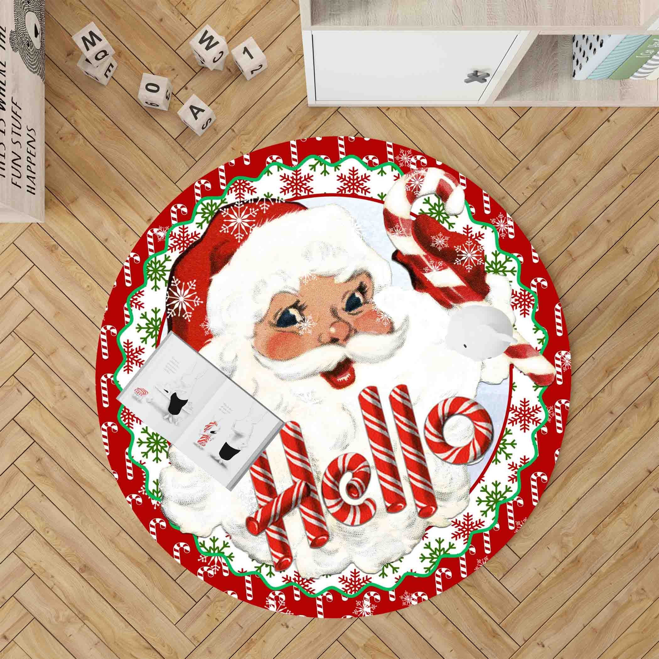 Hello Santa Carpet Rug Merry Christmas Candy Mat Winter Xmas - Etsy
