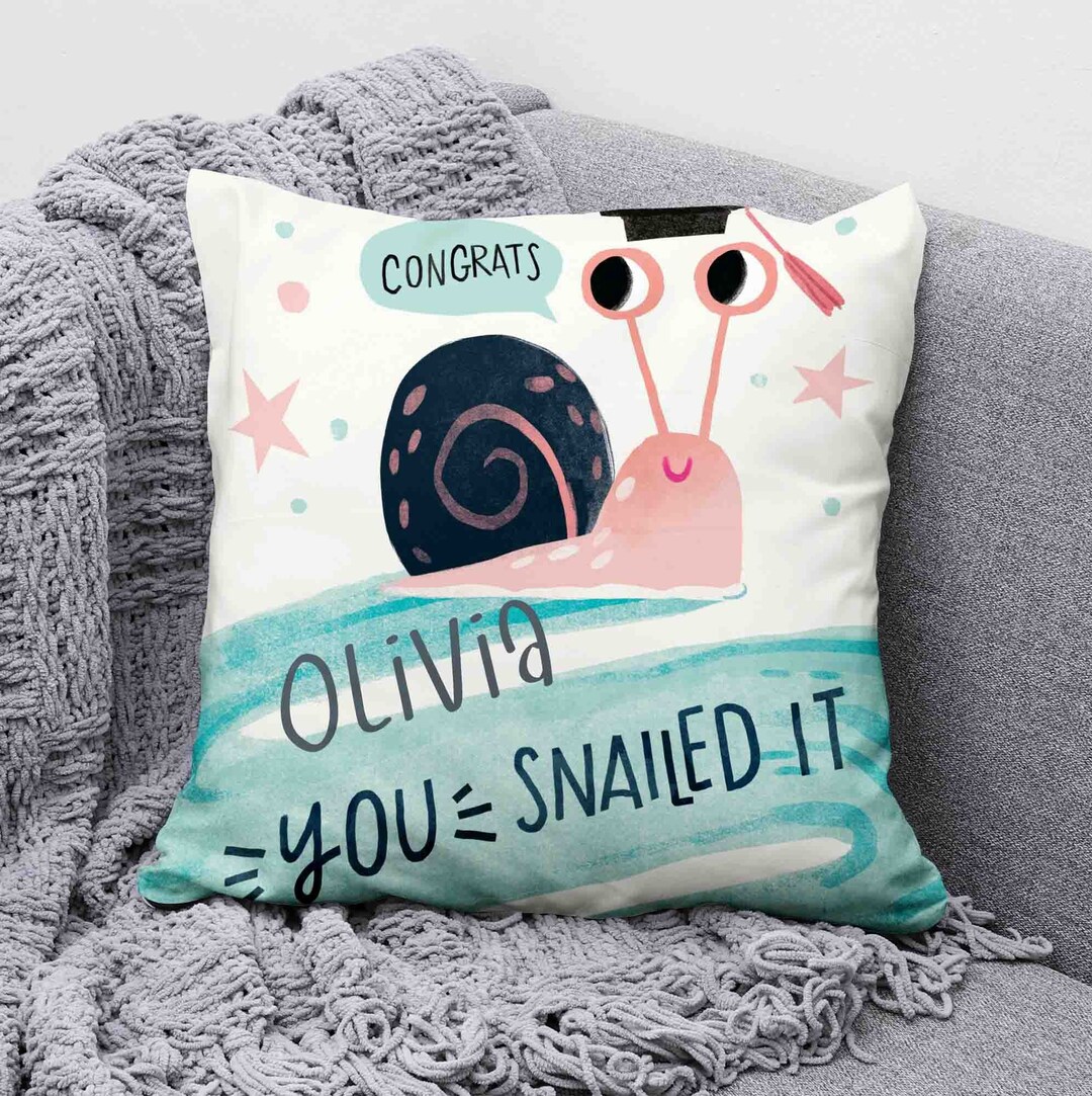 Kids Graduation Pillow, Little Snail Cushion, Personalized Graduation ...