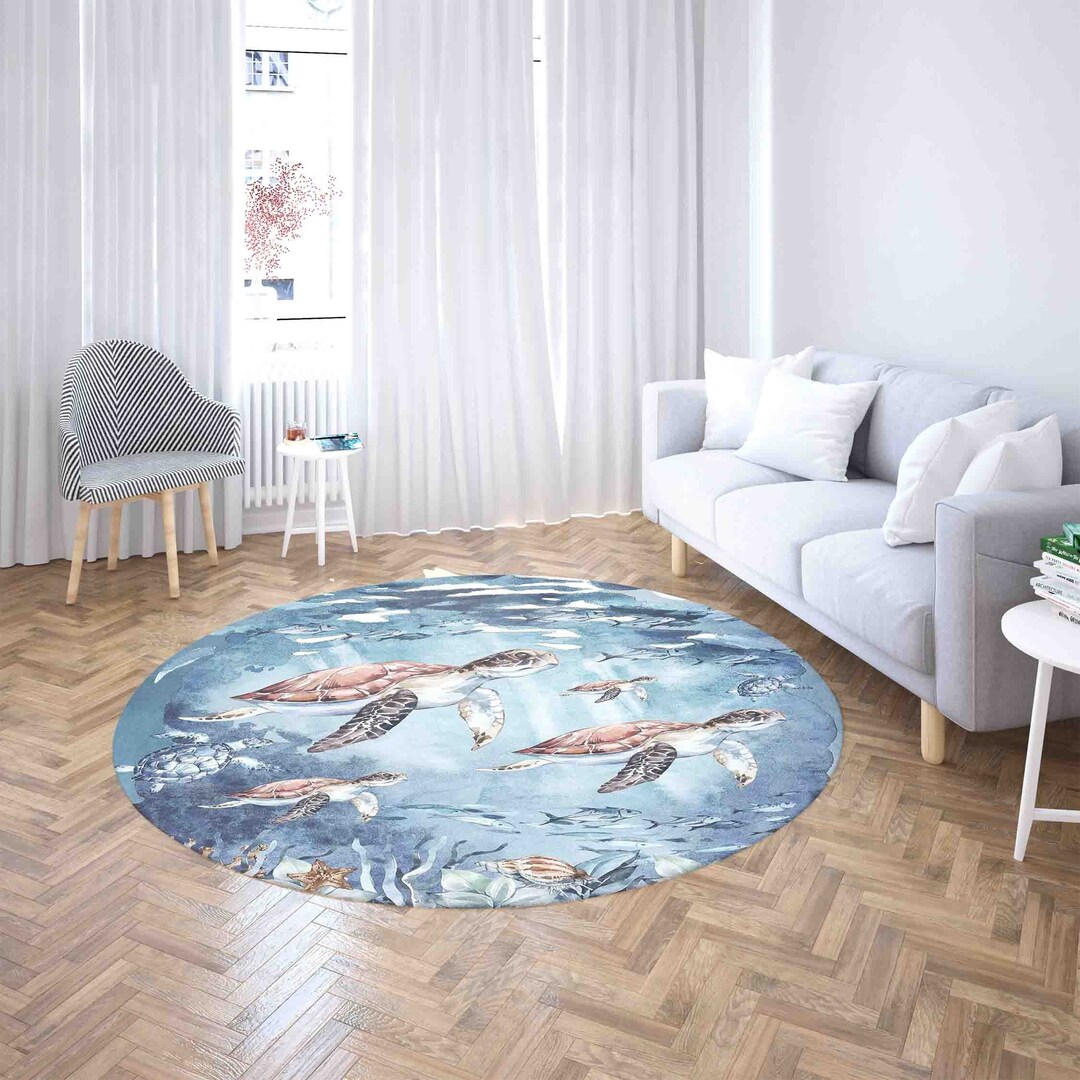 Sea Turtle Rug Sea Animals Carpet Ocean Lover Home Decor Nursery Kids ...