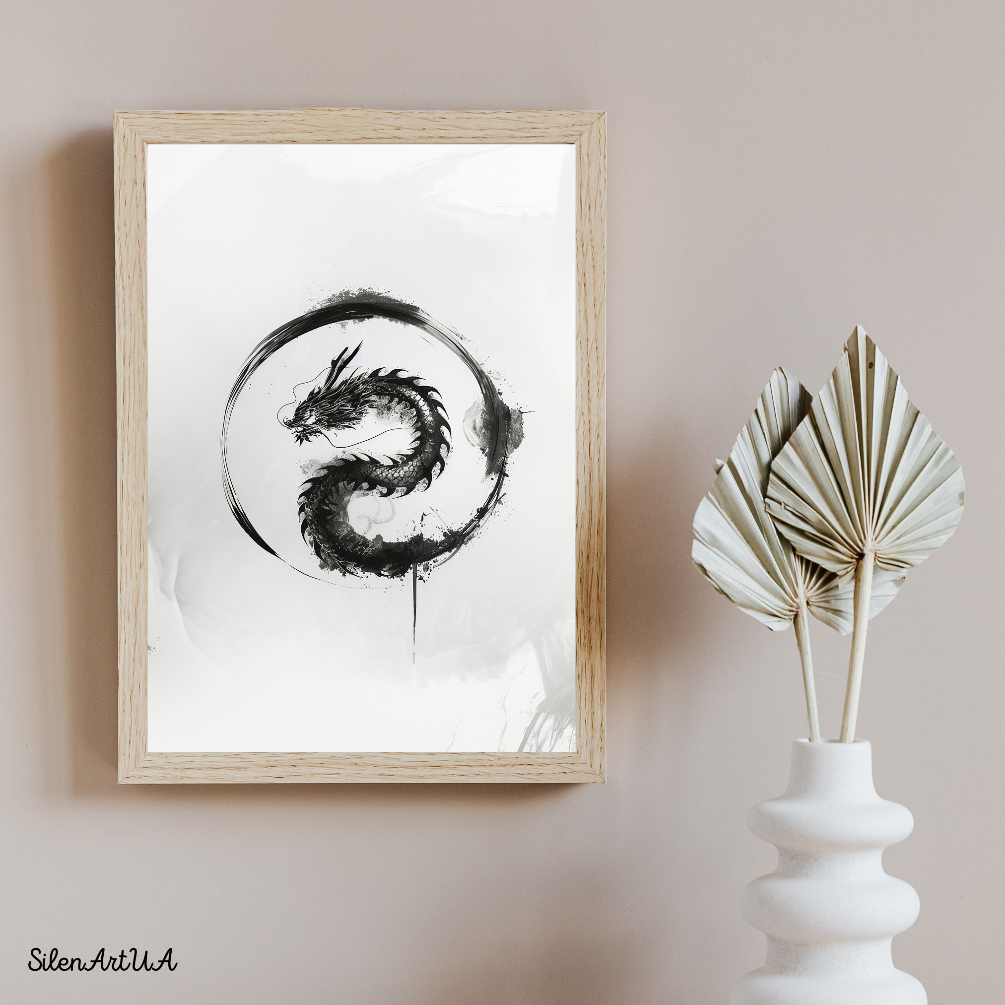 Dragon Enso Zen Poster Digital Download AI Art Print - Etsy