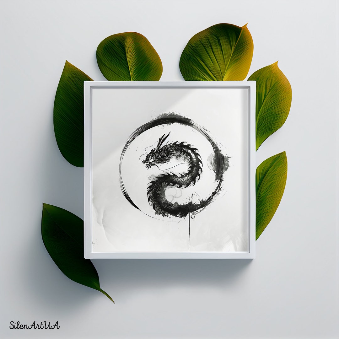 Dragon Enso Zen Poster Digital Download AI Art Print - Etsy