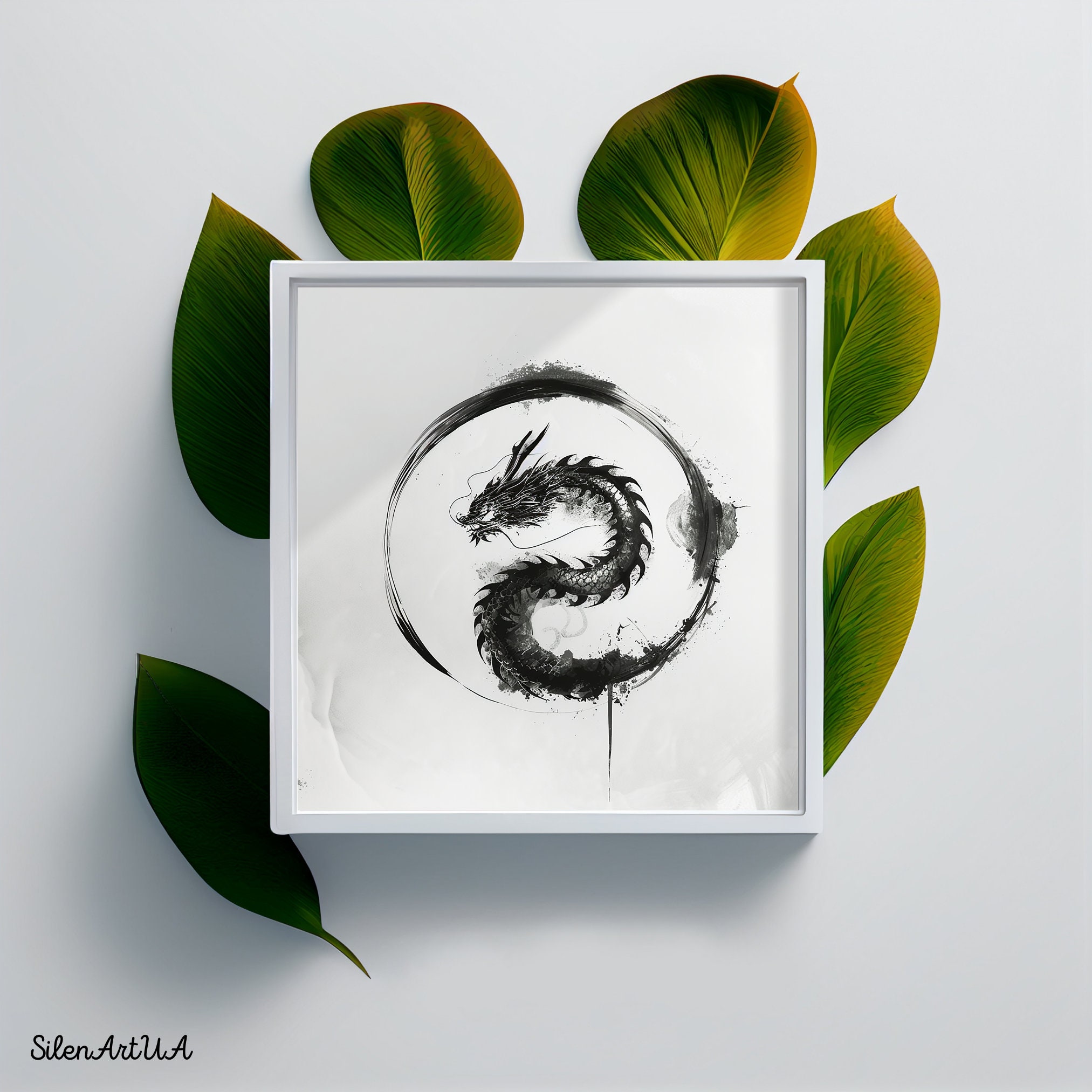 Dragon Enso Zen Poster Digital Download AI Art Print - Etsy