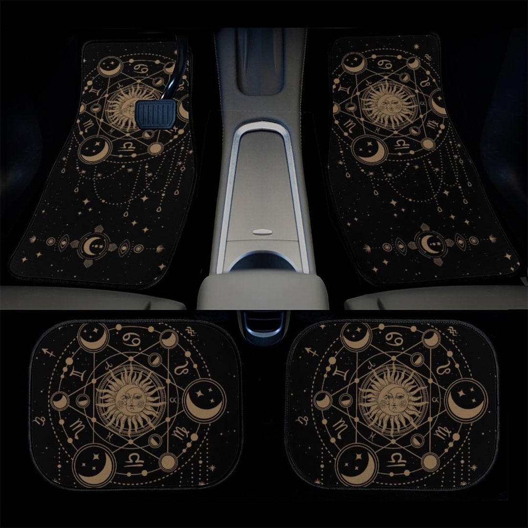 Bohemian Constellation Car Foot Mat, Star and Moon Car Foot Mat Set ...