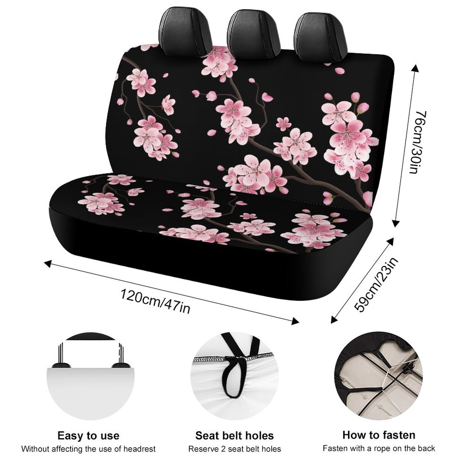 Pink Cherry Blossom Car Rear Seat Covers, Car Rear Seat Covers, Floral ...