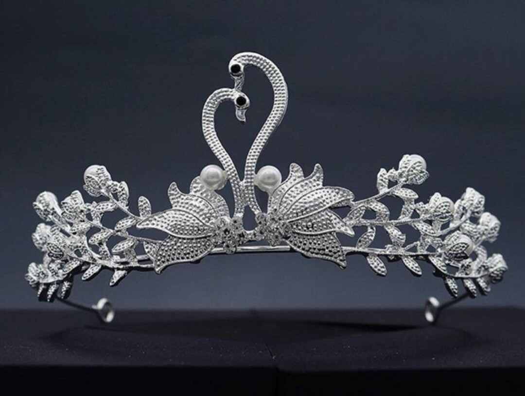 Bridal White Swan Tiara Stunning Detail in Silver and White - Etsy