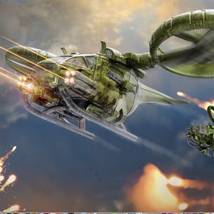 28mm Scaled Resin LARC VTOL Gunship Base Model, Wargames, Cyberpunk ...