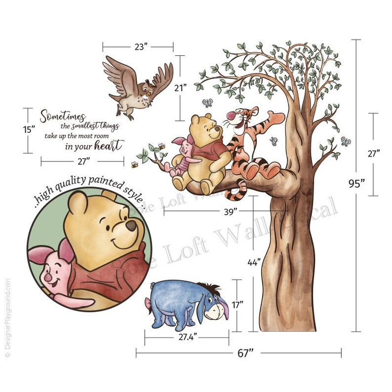 Winnie the Pooh and Friends on Tree With Quote Nursery Wall - Etsy