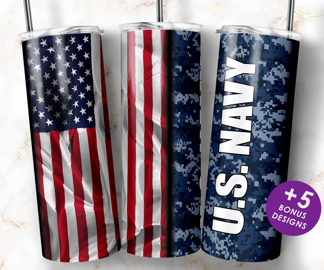 US Navy Flag Tumbler Wrap, 20 Oz Skinny Sublimation Tumbler, Navy Flag ...