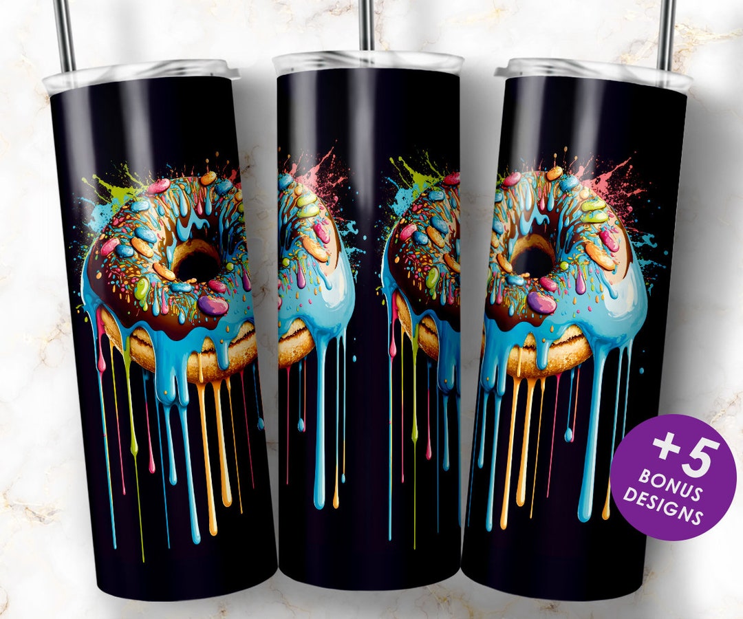 Dripping Donut Tumbler Wrap, 20oz Skinny Tumbler Sublimation Designs ...