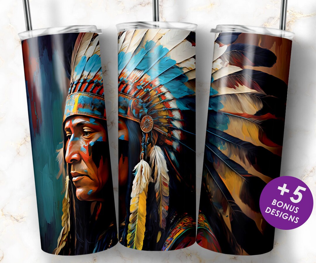 Native American Sublimation Tumbler Wrap Designs, 20oz Skinny Tumbler ...