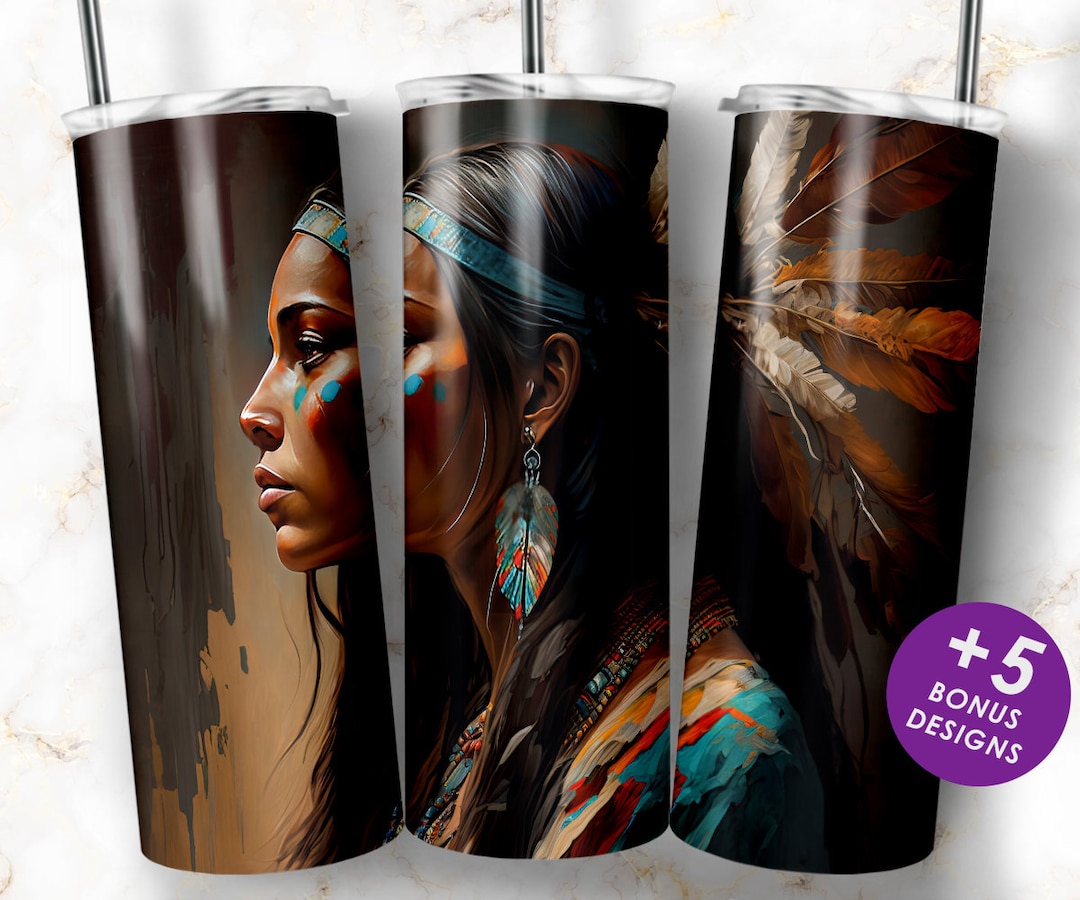 Native American, 20oz Skinny Sublimation Tumbler, Tumbler Wrap PNG ...