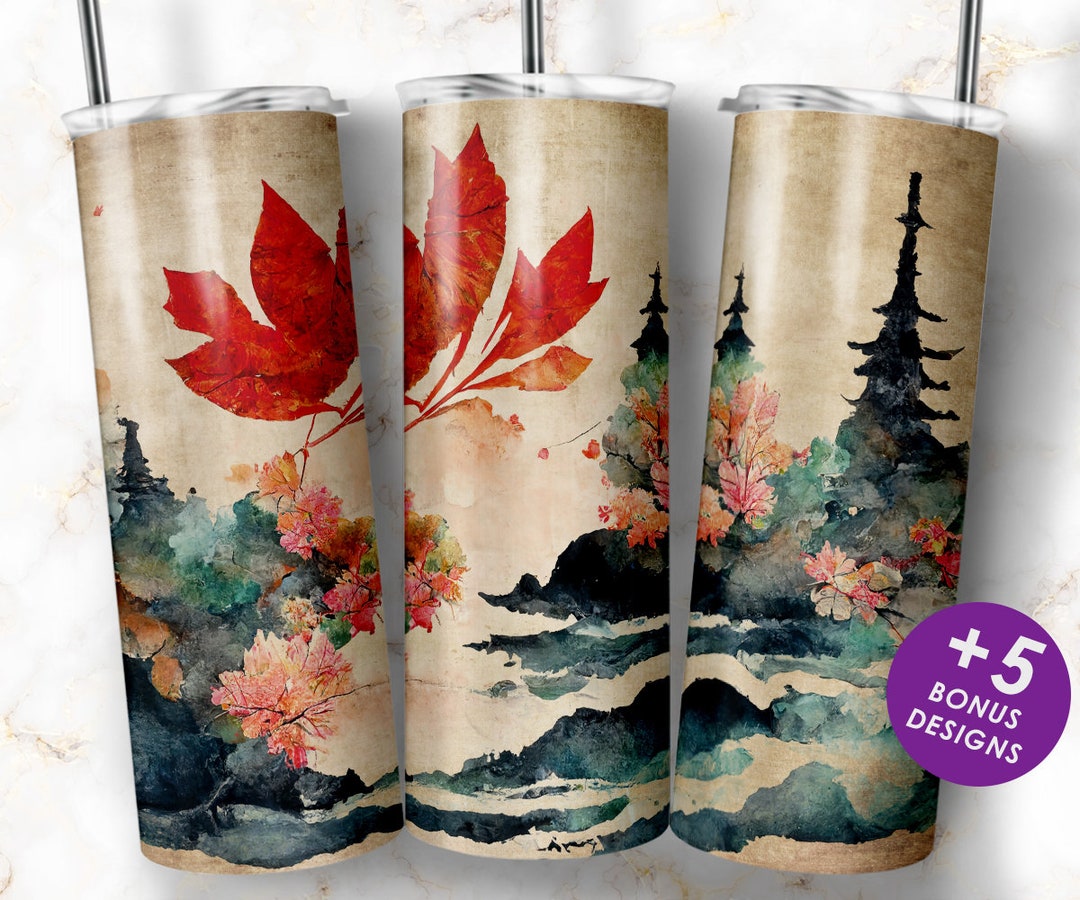 Abstract Japanese Tumbler Wrap, 20oz Skinny Tumbler Sublimation Designs ...