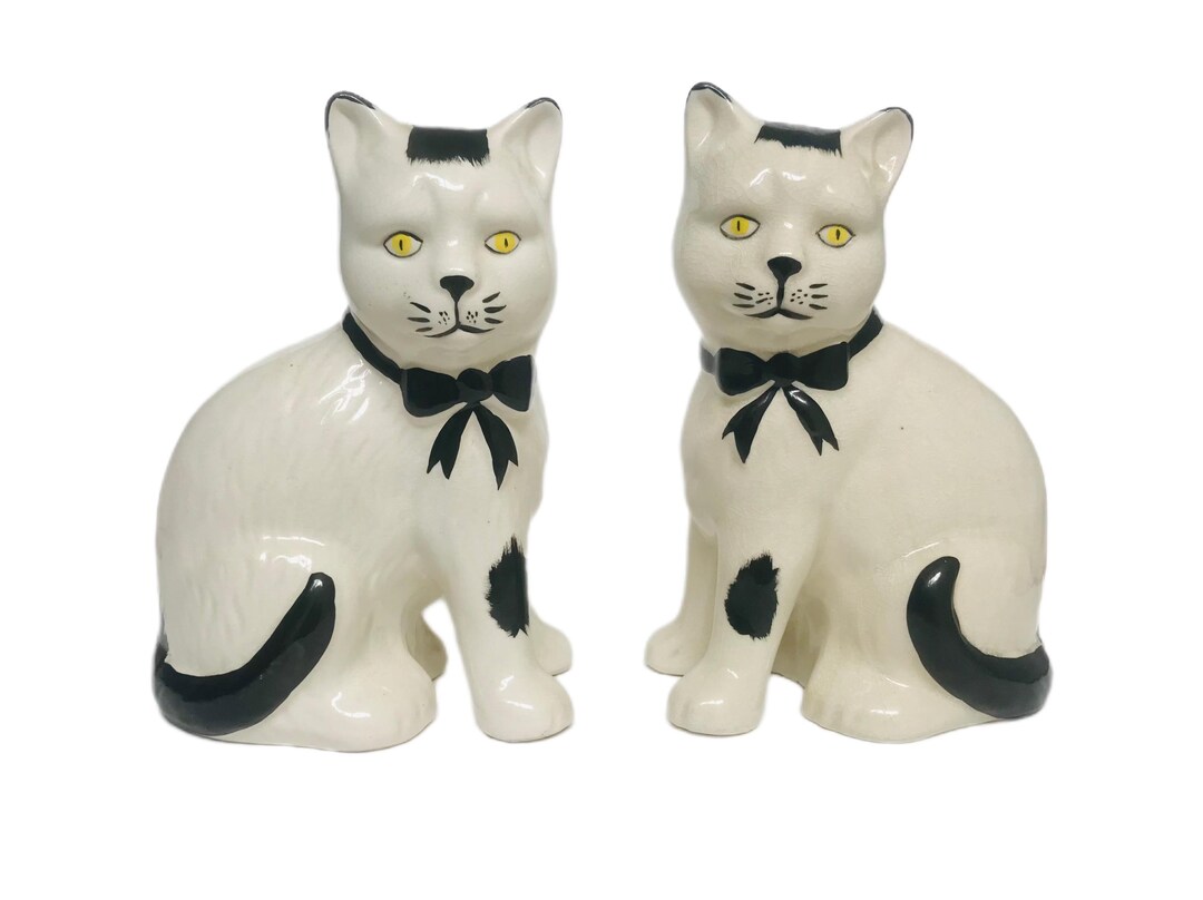 Vintage Staffordshire Style Cats-mantle Cats-cat Figures-cat Figurines ...