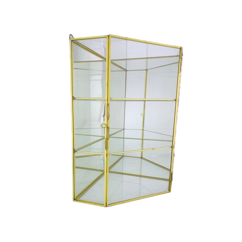 Vintage Brass and Glass Curio Display - Hollywood Regency Elegance ...