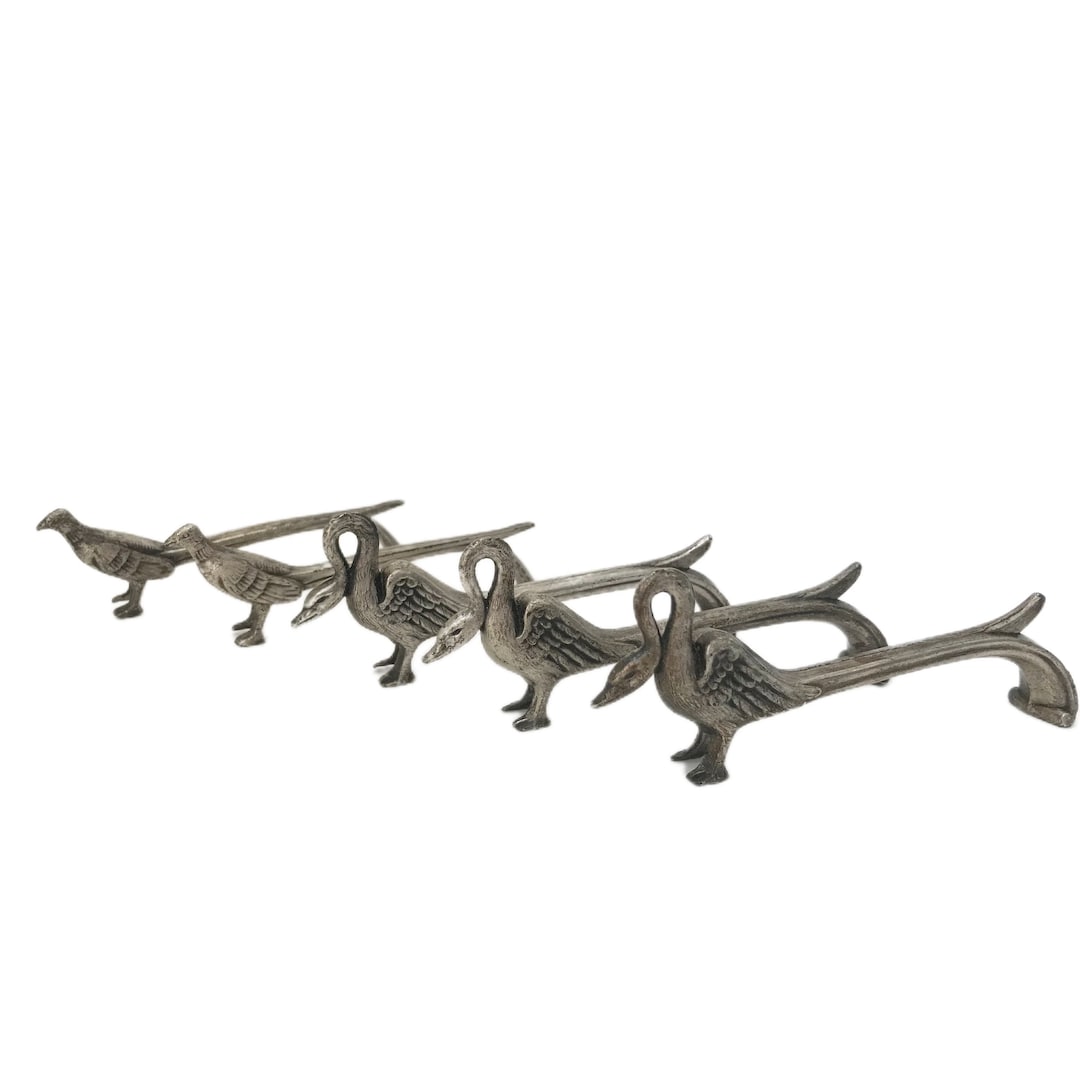 Vintage Set of 5 Silver-colored French Knife Rests - Cutlery Holder ...