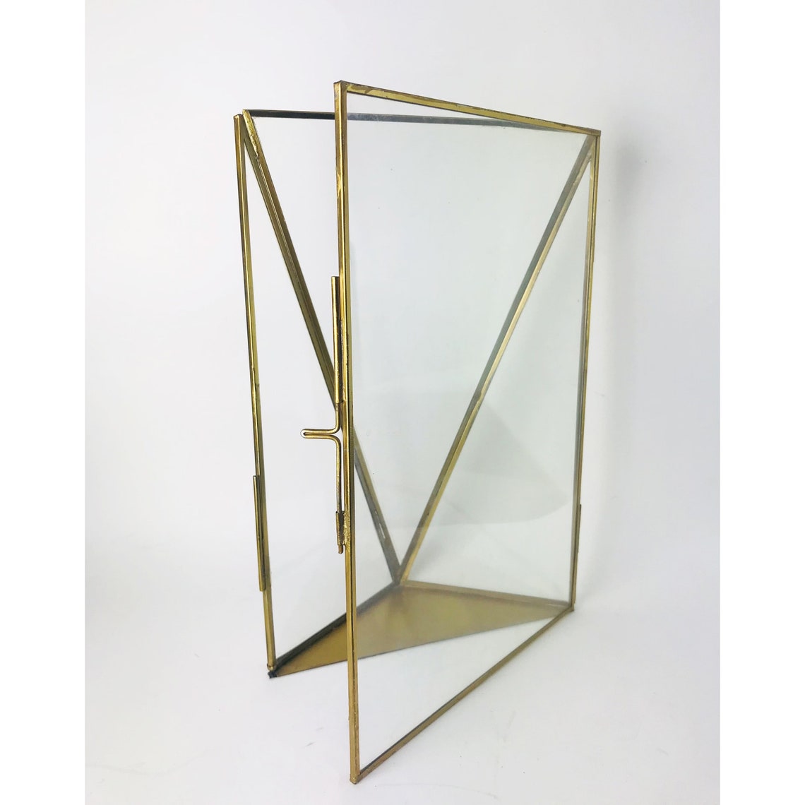Vintage Brass and Glass Curio Display - Hollywood Regency Elegance ...