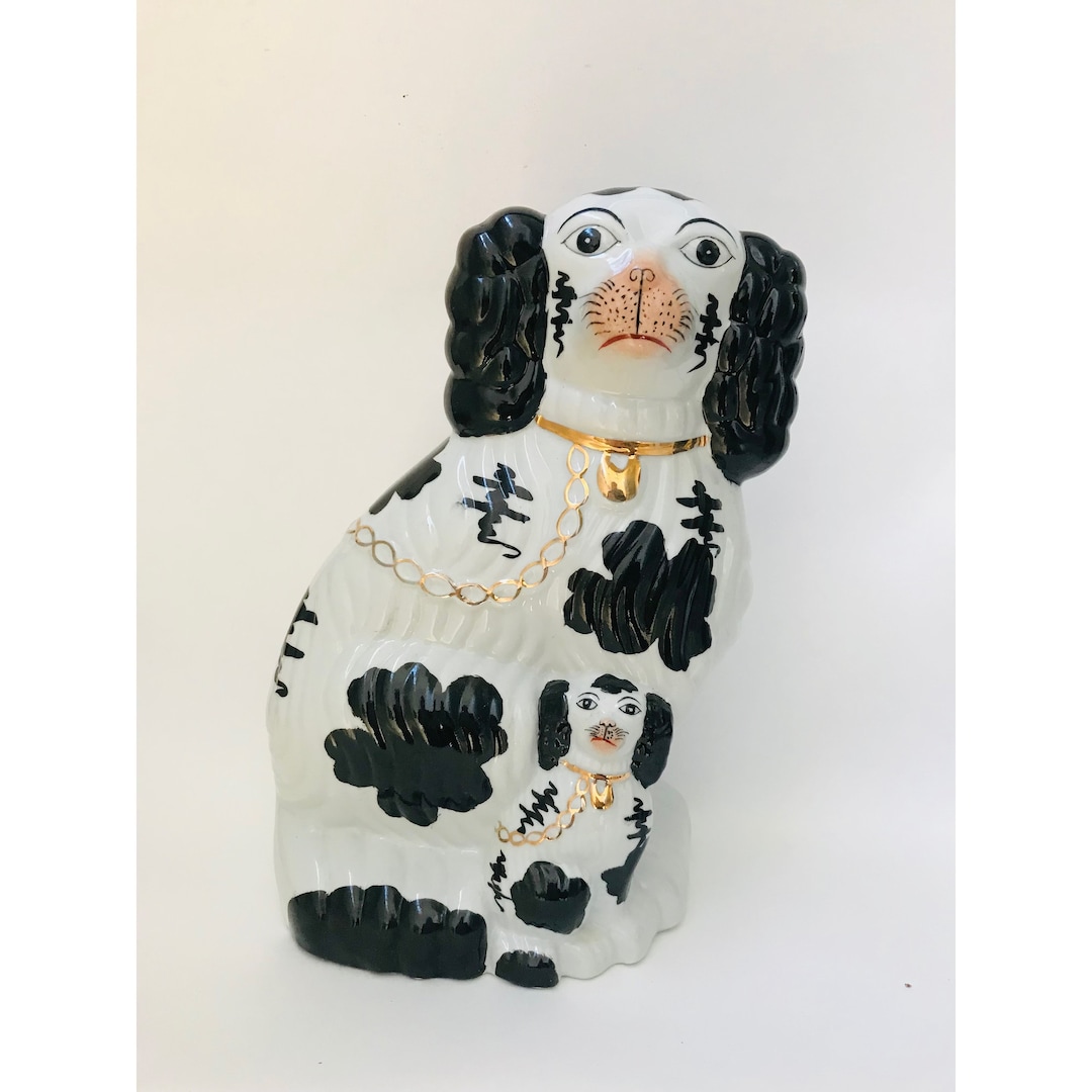 Unique Vintage Staffordshire Dog With Puppy Ceramic Statue Antique Dog ...