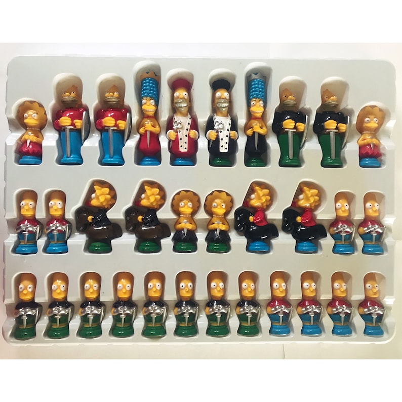 The Simpsons Chess Set - Vintage Chess Set - 90's Chess Set - Simpsons ...