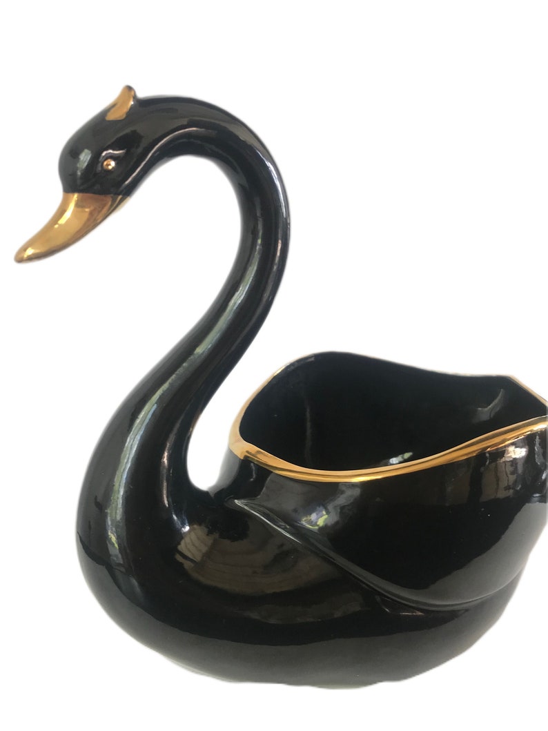 Large Vintage Swan Vase - Ceramic - Mid Century Vase - Art Nouveau ...