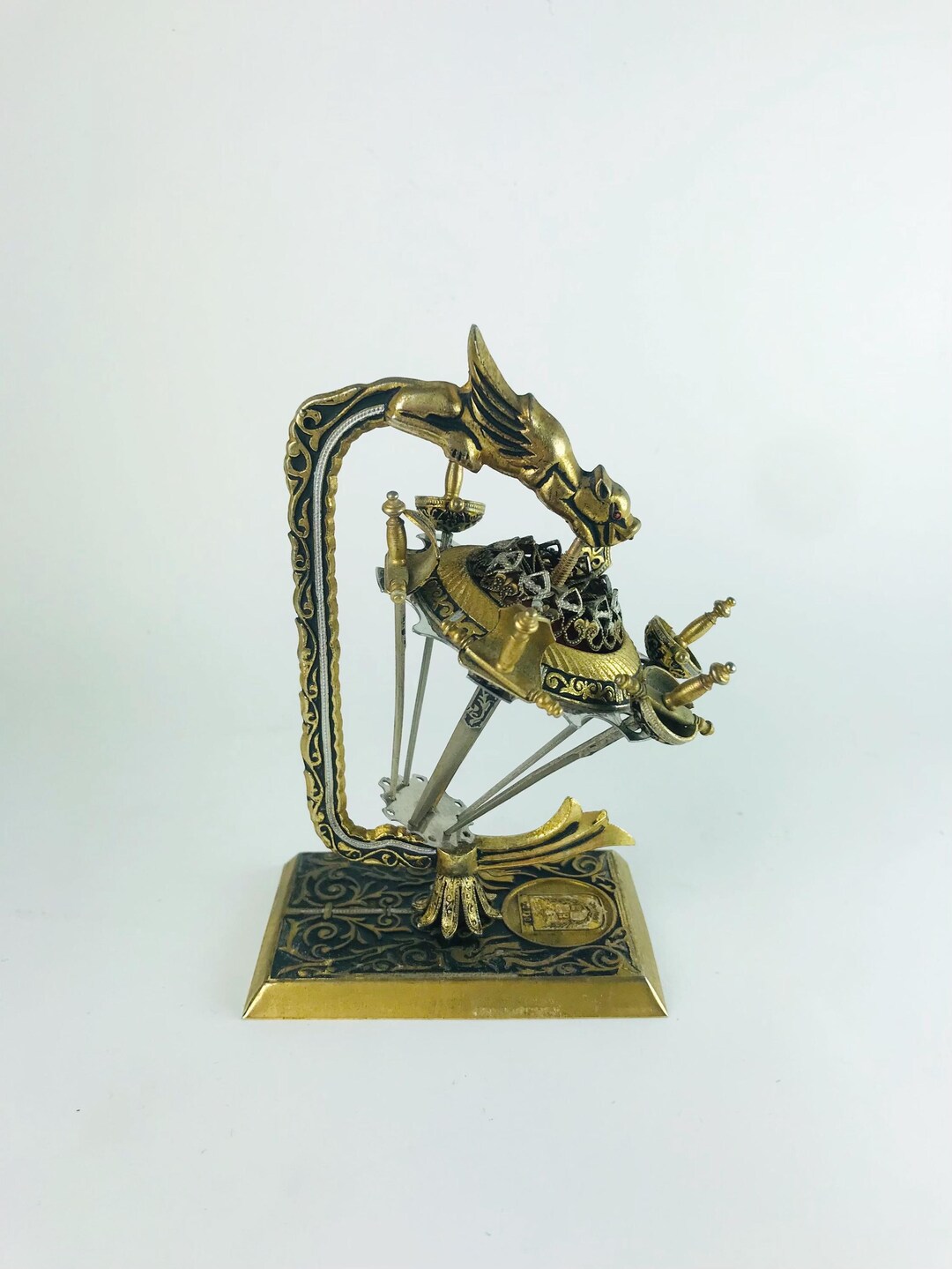 Vintage Brasscolored Metal Sword Cocktail Sticks Rotating Toledo ...