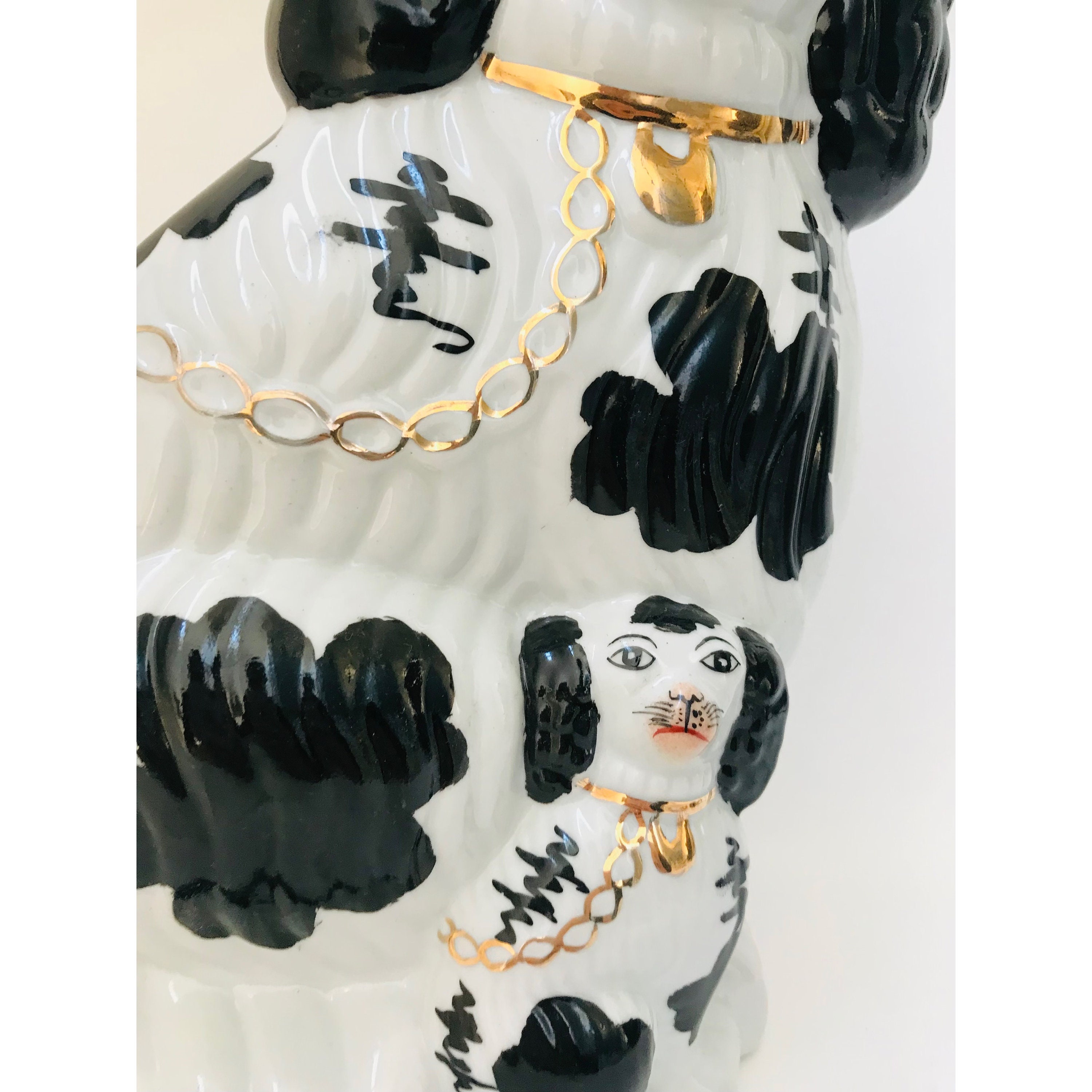 Unique Vintage Staffordshire Dog With Puppy Ceramic Statue Antique Dog ...