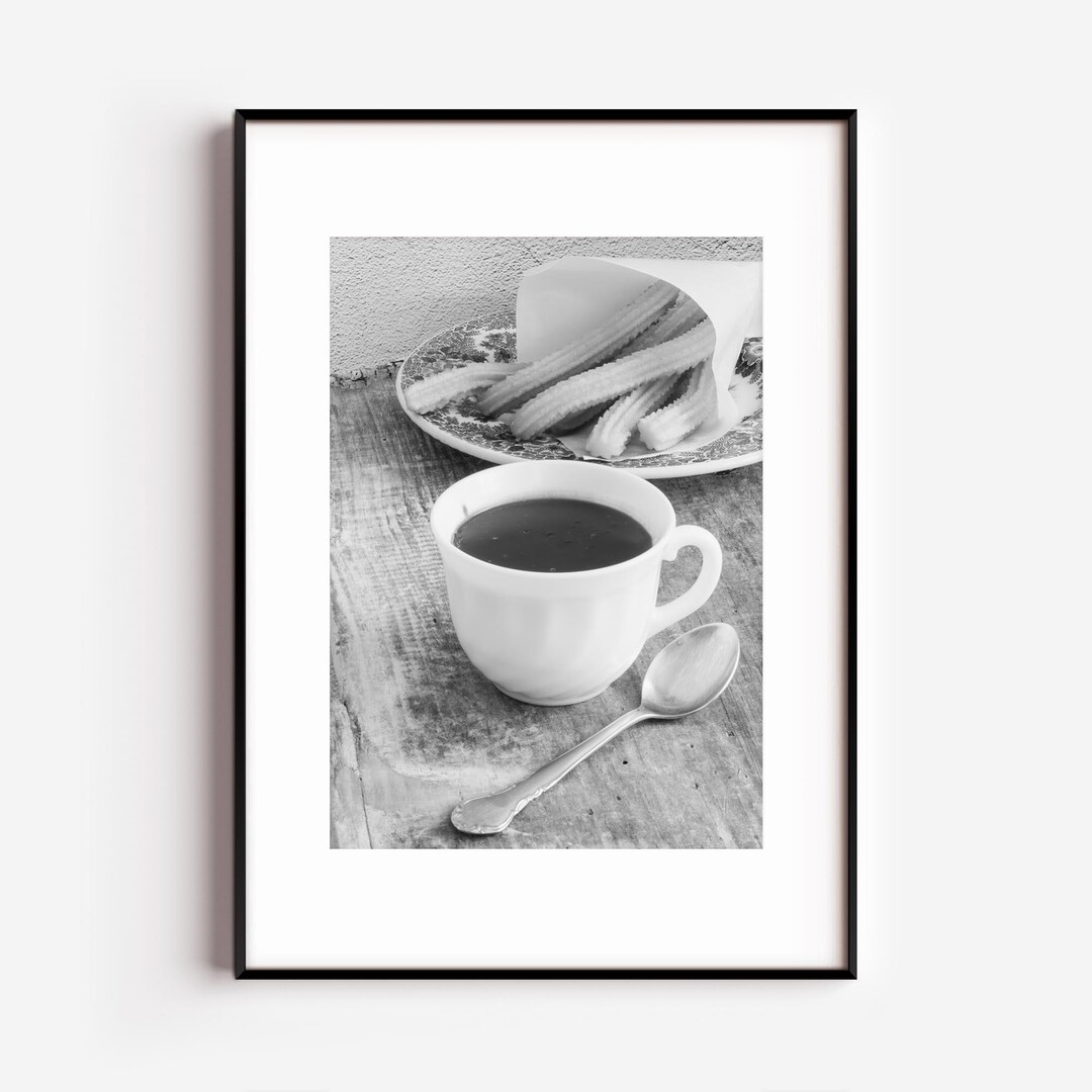 Churros Food Print, Spanish Food Wall Art, Black and White Digital ...