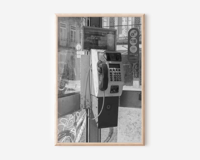 Vintage Telephone Booth Print, Black and White Digital Photo Download ...