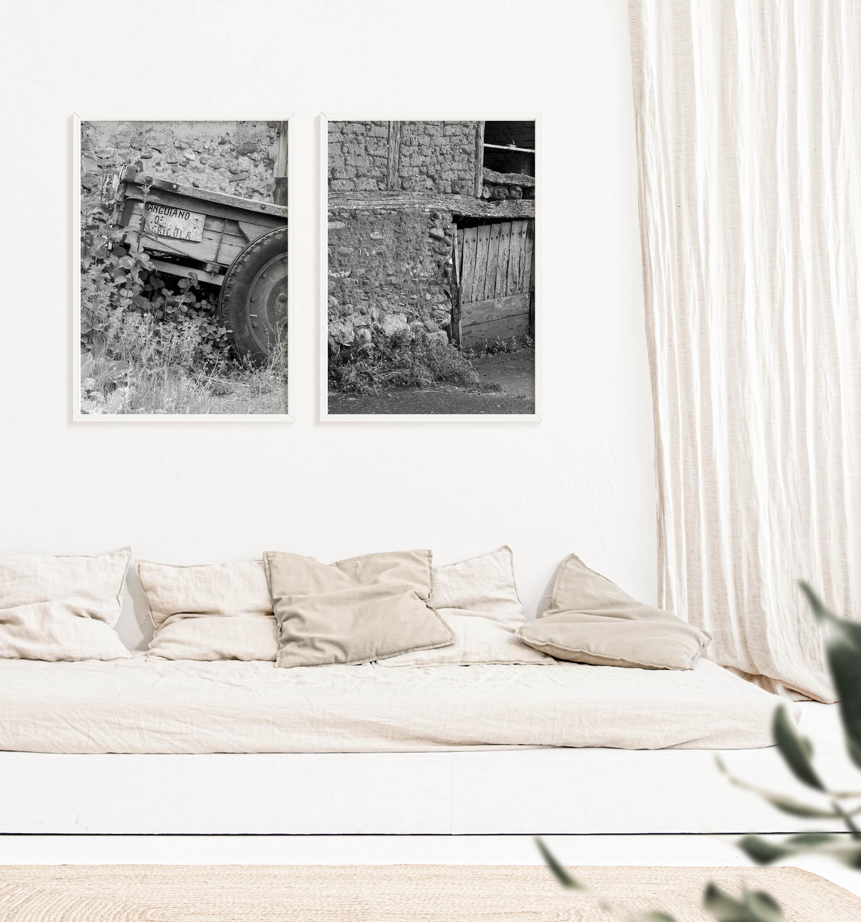 Set of 4 Farmhouse Photo Prints: Rustic Black and White Landscape ...