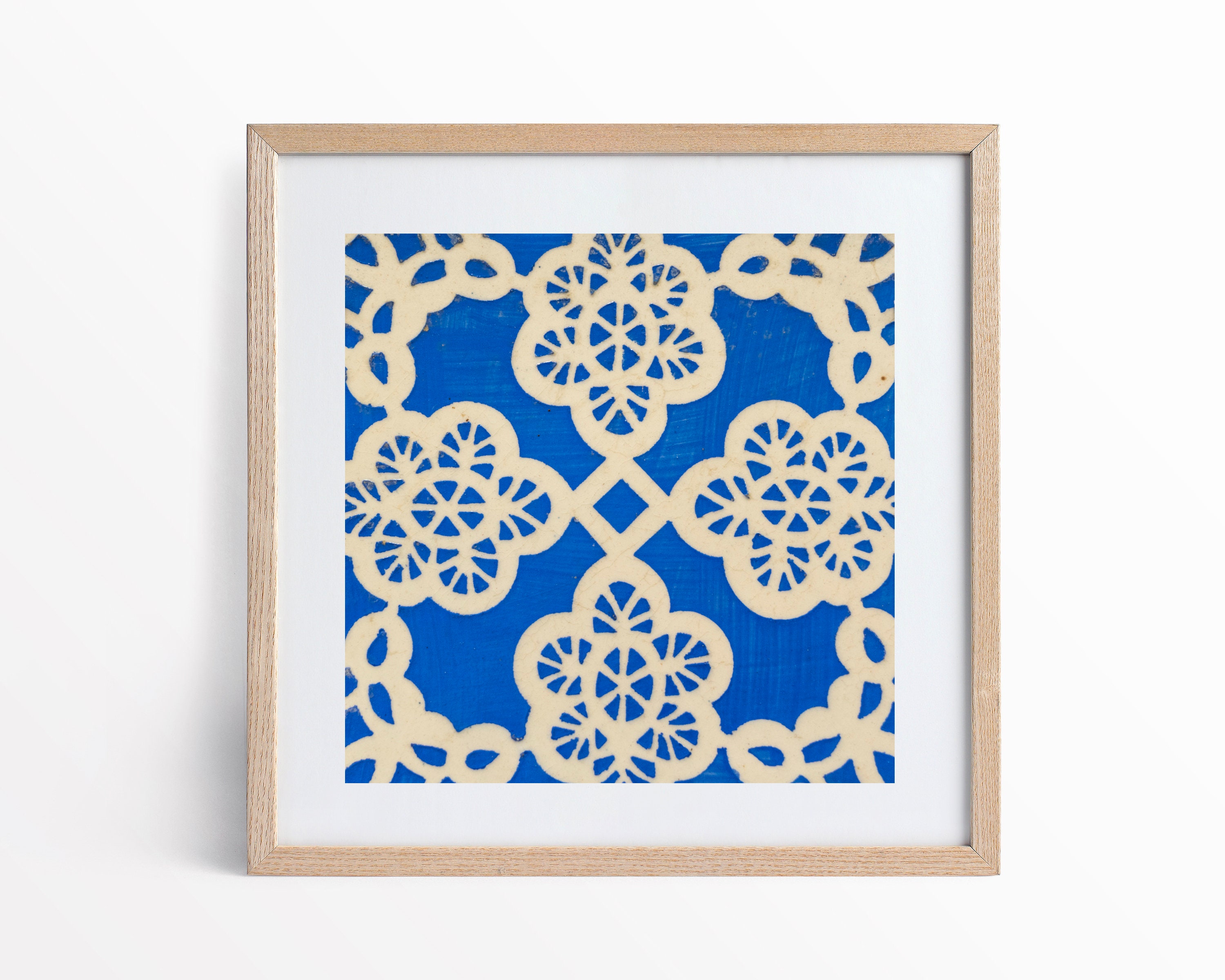 Portuguese Tile Print, Blue Tile Print, Indigo Blue Decor, Tile Print ...