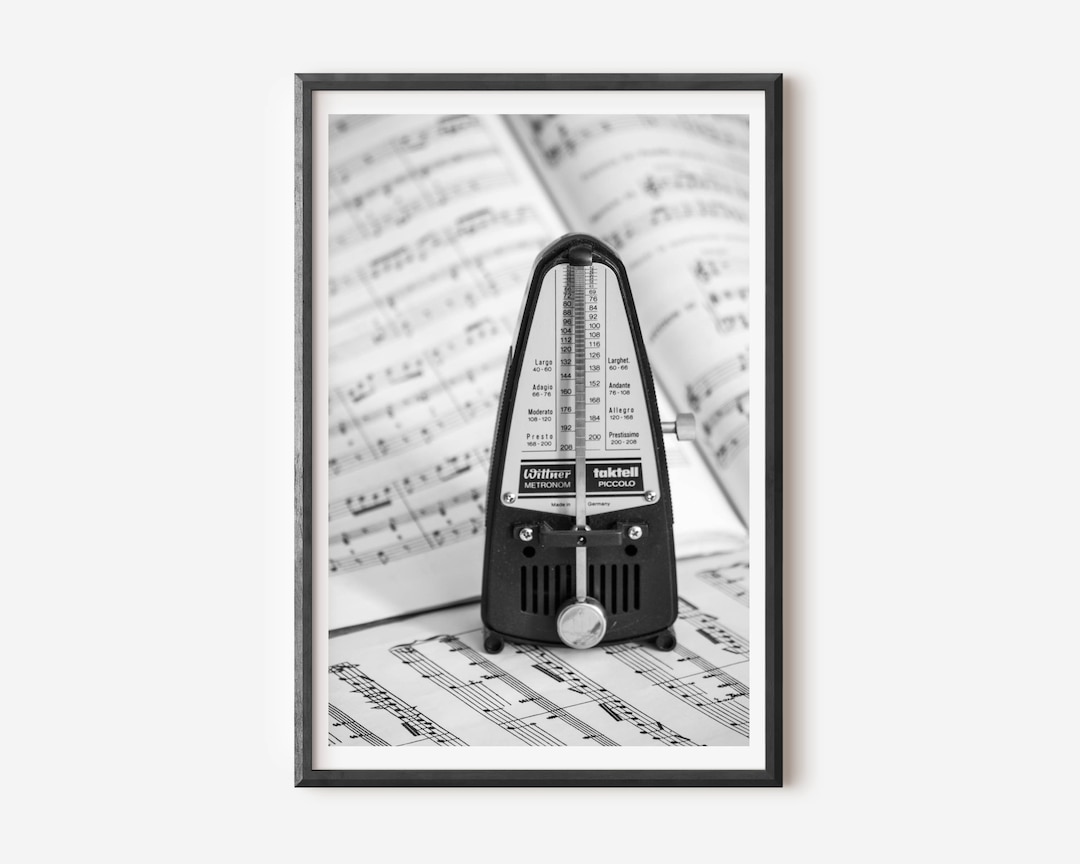 Black and White Retro Music Wall Art, Vintage Metronome Photo, Music ...