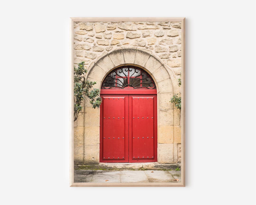Red French Door Print: Rustic European Wall Art (digital Download) - Etsy