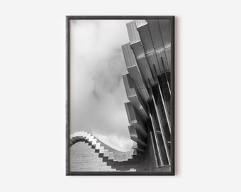 Modern Building Architecture (black & White), Wall Art , Digital ...